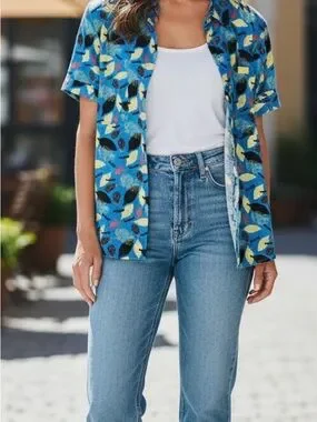 Wildfang | Tops | Nwt Wildfang Essential Short Sleeve Button Up Blue ...